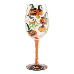 enesco lolita halloween spook-tacular hand-painted artisan wine glass, 15 ounce, multicolor