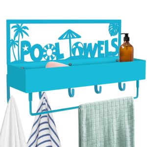 tainat 3-in-1 outdoor pool towel rack,metal towel holder wall mounted towel drying hanging hooks,poolside beach towel storage for bath towel,coats,robe swimsuit,keys