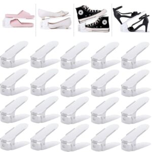 yihata shoe slots organizer 20 pack, adjustable shoe stacker space savers 50%, upgrade double deck shoe rack holder for closet organization, white