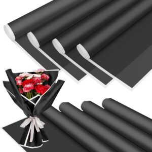 dradralee flower wrapping paper floral bouquet gift packaging paper, waterproof wrapping paper for flowers, 20 sheets (black-white)