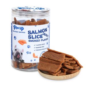 pawup salmon treats for dog, soft healthy dog salmon jerky, high protein dog snacks, human grade salmon fillets with taurine,12.5oz (smoked flavor)