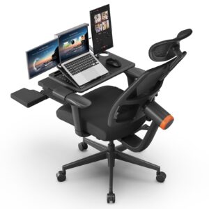 newtral office chair ergonomic & laptop table - high back desk chair with footrest, auto-following lumbar support, 4d armrest, adjustable seat depth & height, computer desk chair for home workstation