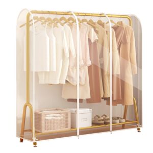 clear garment rack cover with zipper clothes hanging rack cover dustproof waterproof clothing storage protector (47.2x20x60 inch)