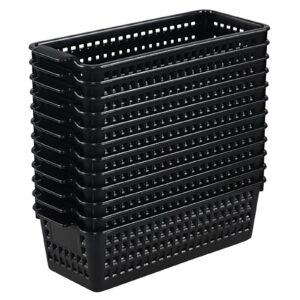 hayixia black small organizing basket bin, slim plastic stroage basket for desktop, set of 12