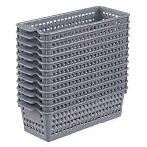 hayixia gray plastic slim storage basket, small shelf organizer basket tray, set of 12