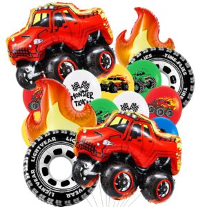 monster truck theme birthday party decorations monster truck balloons wheels balloons fire balloons happy birthday truck shaped balloons for girls boys birthday baby shower wedding party supplies