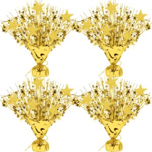 lacgo 4 pcs metallic foil spray centerpieces for table - 12’’ gold centerpieces decors with star party favor supplies for wedding birthday baptism graduation celebration home decorations