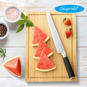 Dingerkit Watermelon Knife, 9" Melon Carving and Slicer Knife for Watermelon Cantaloupe Made of High Carbon Steel with Gift Box and Sheath - Fruit Cutting Knife with Pakkawood Handle.