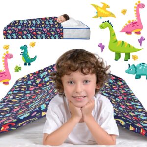 mindsoft sensory sheet bed sheet for kids adults toddler dinosaur blanket, twin size breathable stretchy comfortable sleeping bedding christmas compression sheets for kids twin