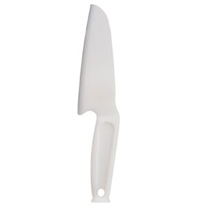 nylon knife safe for kids, professional lettuce knife for real cooking, 428℉/220℃ heat-resistant plastic knife for nonstick pans, best as bread knife etc. (round-base-white)