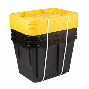 generic (4 pack) 12 gallon / 45 liter stackable storage container with lid - black and yellow storage tote - storage tote