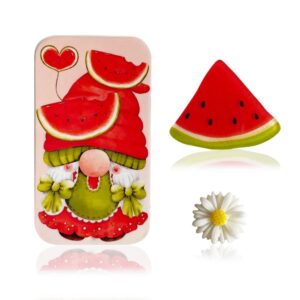 zddpdj lovely gnome magnetic needle case sewing storage container and fruit needle minder for embroidery cross stitch needlework craft accessories (watermelon)