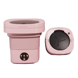 amztemu 8l portable washer machine, mini washing machine portable washer for underwear, baby clothes, or small items, for apartments, camping, travel -u.s. power(pink)