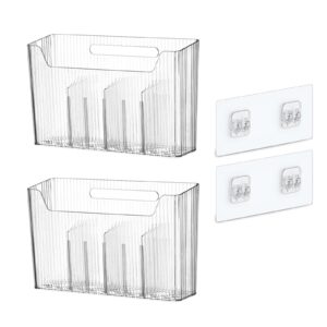 lae nuvole 2 pack adhesive mount cabinet door organizer, wall mounted bathroom organizers and storage bins plastic stackable shower caddy hanging floating shelves for narrow space, bpa free (clear)