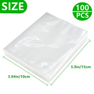 Vacuum Sealer Bags for Food Saver, 100 Quart 4" x 6" Commercial Grade PreCut Bag, Food Vac Bags for Storage, Meal Prep or Sous Vide