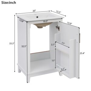 20" Bathroom Vanity with Sink, Bathroom Vanity Cabinet with Soft Closing Door, Bathroom Storge Cabinet, Free Standing Single Basin Vanity Set for Bathroom