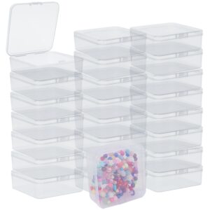 24-pack small clear plastic storage box with lid - durable organizer and storage bins for crafts, art supplies, jewelry, and tools - compact, stackable, and portable (4.92 x 4.92 x 1.4 inches)