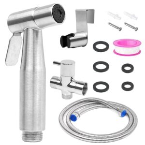 handheld bidet sprayer for toilet, adjustable water pressure with bidet hose for feminine wash, stainless steel toilet bidet for baby diaper sprayer