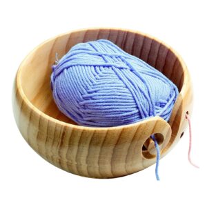 amztemu wooden yarn bowl for knitting, knitting bowl, crochet bowl with cover - pine wood(15 * 8cm)