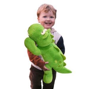 kuxiber dinosaur stuffed animal plush toy,giant dinosaurs cute soft toys doll, big dino fluffy plushy fat plushie plush pillow,gifts for kids girl boys (green,19 inch)