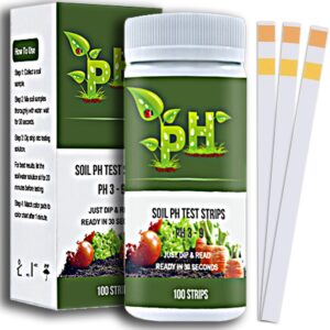 100ct soil ph test kit (3.5-9.0) - soil ph test strips to test soil acidity & alkalinity of garden lawn grass vegetable, ph soil tester for garden soil, easy to use for quick & accurate results