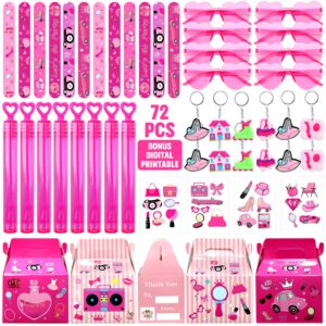 pink party favors 72 pc princess party stickers keychain hot pink sunglass bubble wand treat box for girl hot pink birthday party supplies