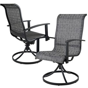 grand patio outdoor dining swivel rocker chairs, patio sling rocking chair set of 2, patio chairs for dining set, black & grey plaid