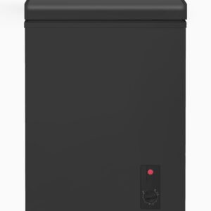 Muhub 3.5 Cu Ft Chest Freezer, Compact Freezer with 7 Level Adjustable Temperature,Top Open Door Freezer with Removable Storage Basket,Energy Saving Deep Freezer, Black