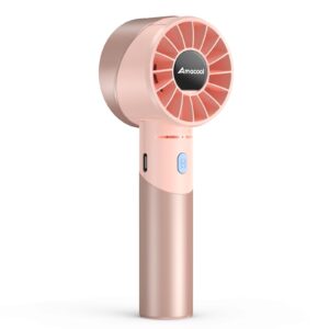 amacool portable handheld turbo fan, 17hrs run time battery operated personal fan, mini pocket fan for girl woman travel makeup hot flash outdoor-pink