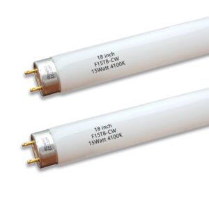 2pack f15w-t8-cw cool white 15 watt fluorescent bulb,f15t8/cw 4100k linear light,t8 tube for rv, plant lighting, fish tank