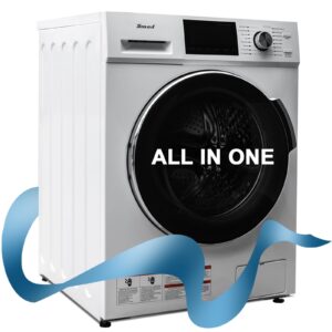 all in one washer and dryer combo 24 inch, 2.7 cu.ft front load washer dryer in one 26 lbs, 1400 rpm,16 cycles, for laundry,apartment,dorm, white