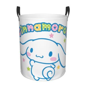 yangyufaqq cartoon dog c-innamoroll storage basket circular hamper with handle foldable laundry basket for bedroom bathroom living room small