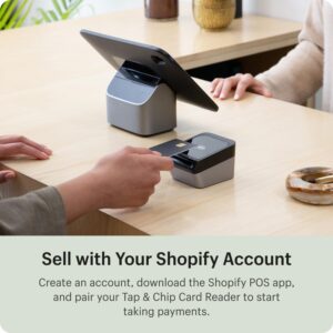 Shopify Tap & Chip Card Reader with Dock - POS Countertop Wireless Credit Card Reader Device + Holder Stand - Contactless Payment Point of Sale Station for Retail, Small Business