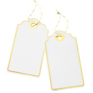 100 pcs 3.5 x 2 inches white paper gift tags with string for christmas by suncolor