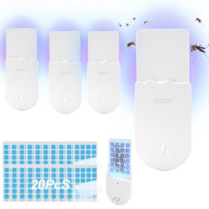 flying insect trap - indoor fly trap,4 pcs highly effective uv blueish-purple light,flying insect trap with sticky pads,for flies, fruit flies, moths, gnats, and other flying insects (4 pcs)