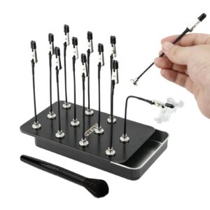 model painting stand base, 12pcs bendable alligator clip sticks and brush set modeling tools for airbrush spray gundam model hobby holder