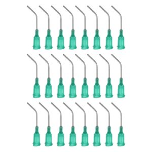 harfington 24pcs blunt tip dispensing needle 18 gauge 1 inch screw interface bent flow design bent dispensing tips with luer lock for adhesive glue dispensing, green