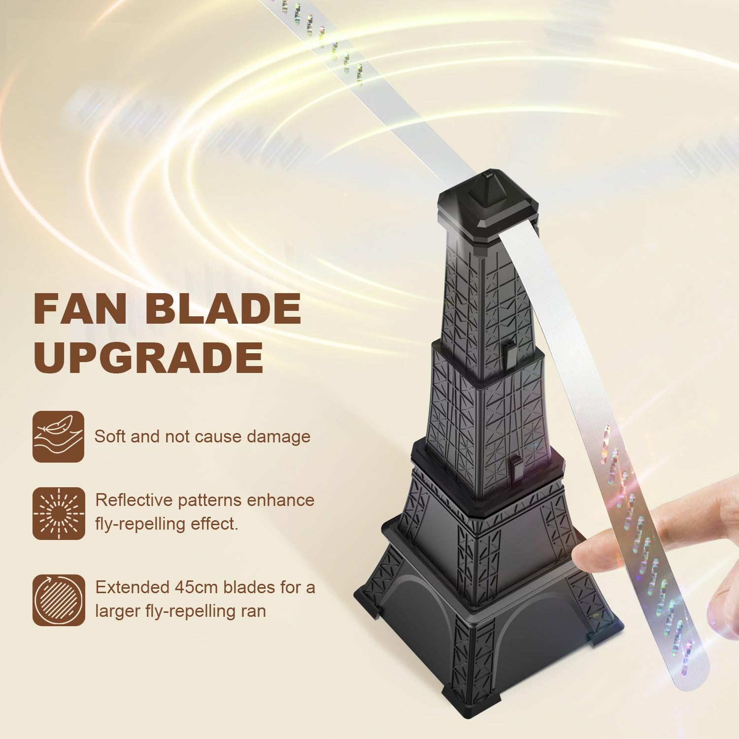 Fly Fans for Tables, 3 Pcs Foldable for Outdoor Tables, Fly Away Bug Repellent Fan Table Top Bug Repellent Fan with Holographic Blades for Outside or Inside Table use Restaurant Party Barbeque