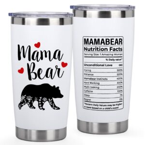 gifts for mom from daughter, son - birthday gifts for mom - mothers day gifts for mom, mom christmas gifts - mama gifts, mother gifts, new mom gifts, mama bear gifts - 20 oz stainless steel tumbler