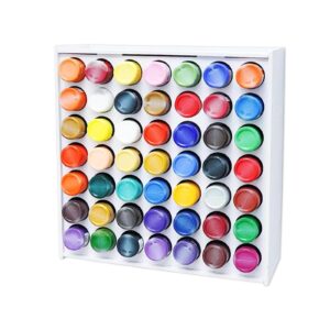 fancemot 2 packs 49 holes craft paint storage organizer, vertical paint rack stand for apple barrel, wall mounted paint holder - 2oz craft paint