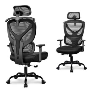 winrise office chair ergonomic desk chair comfy computer chair, big and tall home office chair with back support, mesh office chair high back gaming chair with adjustable armrest (black)