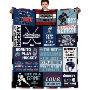 hockey gifts for boys men, hockey blanket for boys, gifts for hockey lovers, hockey player blanket 60"x50" to keep warm for boys 8-12