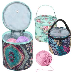 lainiute yarn storage bag with zipper portable foldable knitting tote bag with anti-slip handle knitting project and accessories bag for knitting lovers crochet beginners (3pcs)