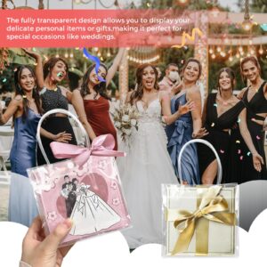 BadenBach 15 PCS Clear Gift Bags with Handles,6.89" x 6.89" x 3.54",Plastic Clear Gift Bags Clear Goodie Bags Clear Favor Small Tote Bags for Wedding Birthday Baby Shower Party Halloween Christmas