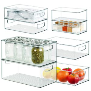 heyuzb 8 pack clear freezer organizer bins stackable chest freezer organizer deep freezer organizer bins with side handles for bottom freezer