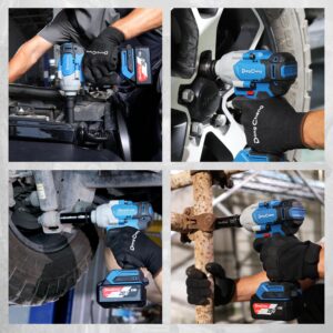 Dong Cheng 20V Brushless Impact Wrench, 515 ft-lbs High Torque, 1/2 inch 4-Speed Cordless Impact Gun, Power Wrench for Automotive Use, Includes 4.0Ah Battery & Charger