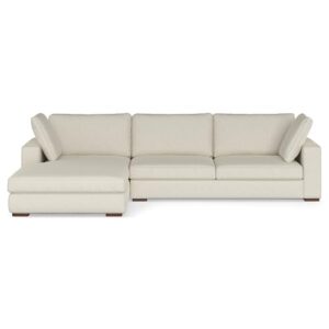 simplihome charlie left-facing sectional sofa in 100% recycled polyester tightly woven performance fabric, cream, 122-inches wide, handcrafted contemporary style l-shaped couch with chaise