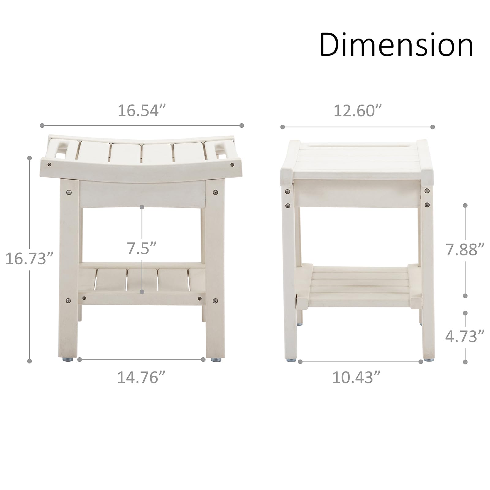 FERFALDER HDPE Waterproof Shower Bench for Inside Shower 16" – Corner Shower Bench Seat with Storage Towel Shelf, Durable Bath Bench for Shower, Ideal Shower Bench for Shower and Inside Showers