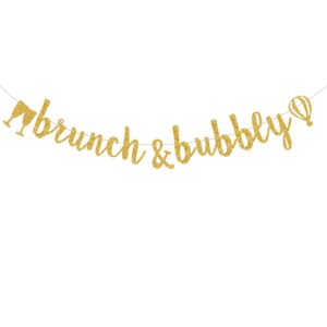 gerrit brunch & bubbly god glitter banner,wedding bachelorette birthday party decorations. bridal shower party gold glitter decorations (pre-strung)