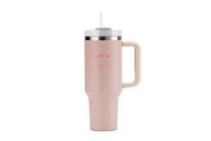 queenl singer 40 oz tumbler with handle and straw - insulated stainless water bottle fits in car cup holder - double walled water bottles with lid - great gift for women & teens, large, rose quartz